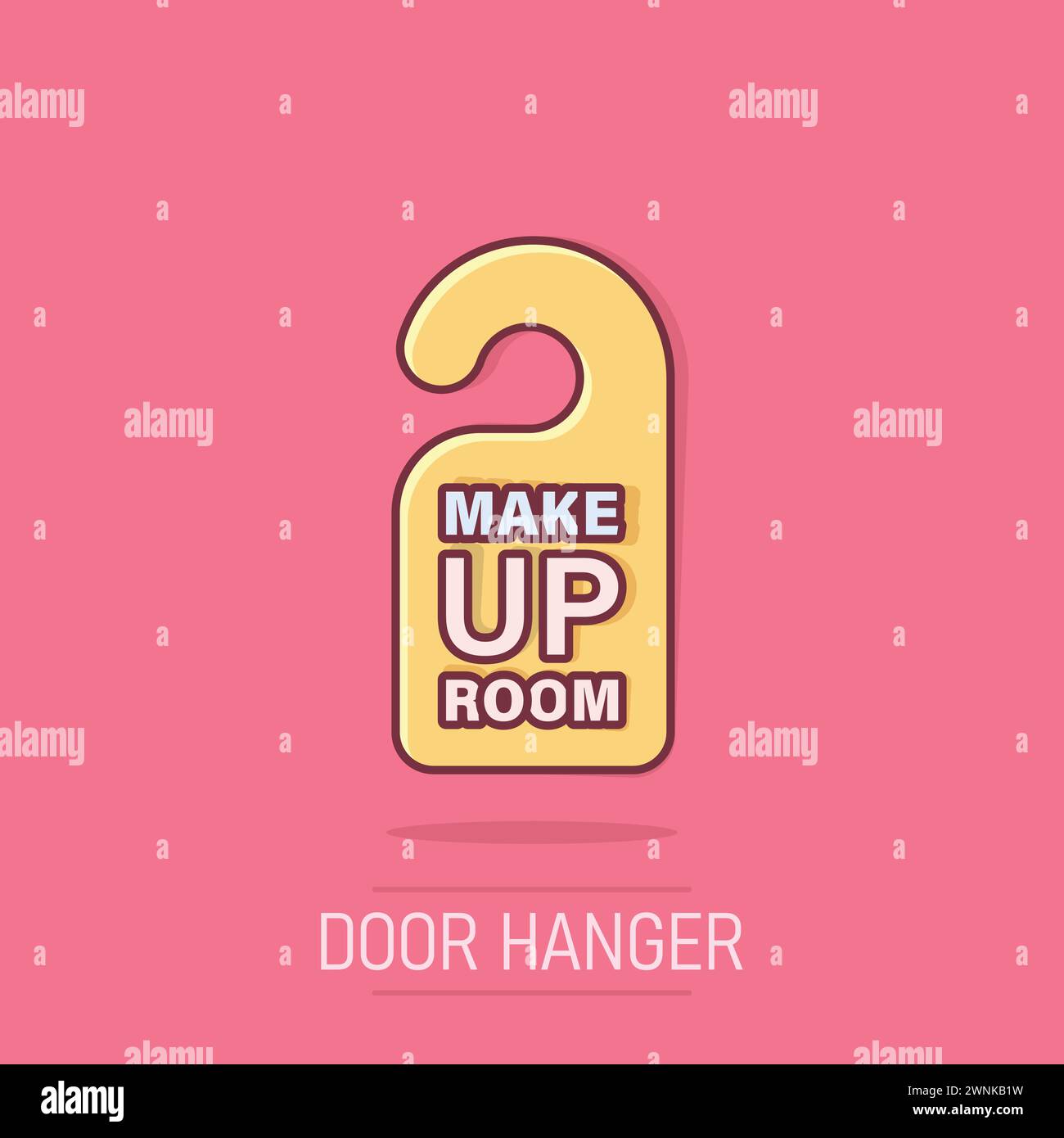 Make up room hotel sign icon in comic style. Inn cartoon vector ...