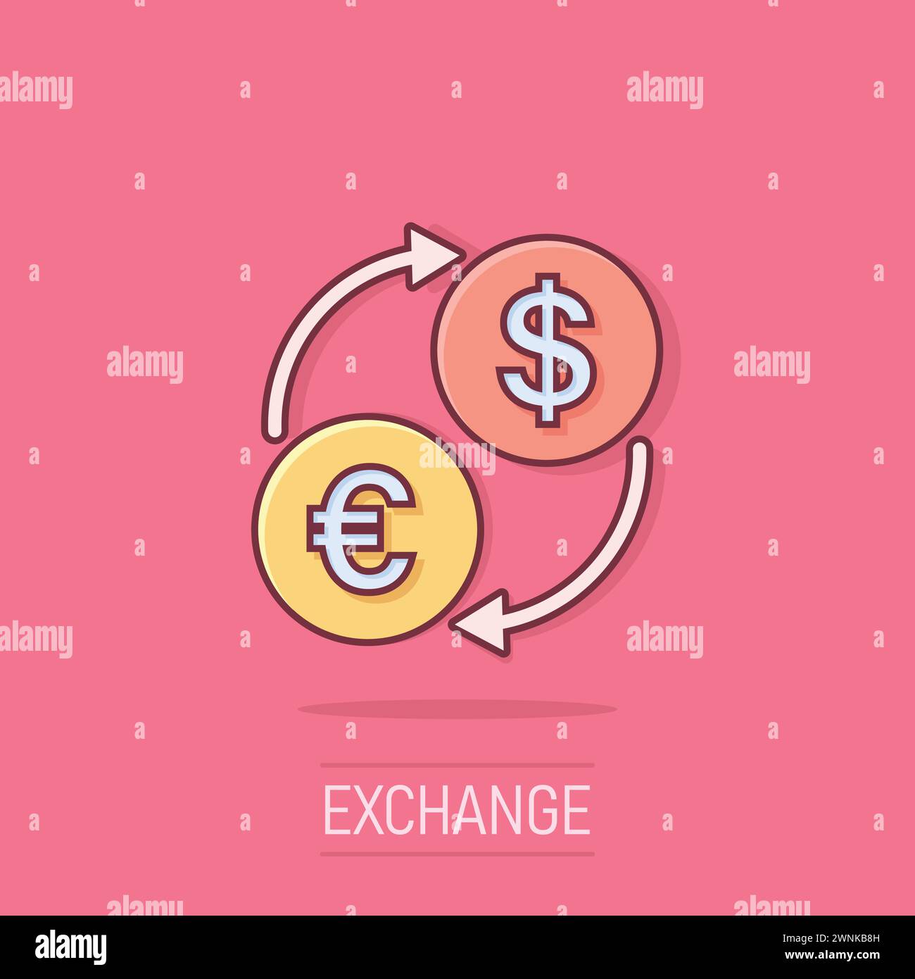 Currency exchange icon in comic style. Dollar euro transfer cartoon ...