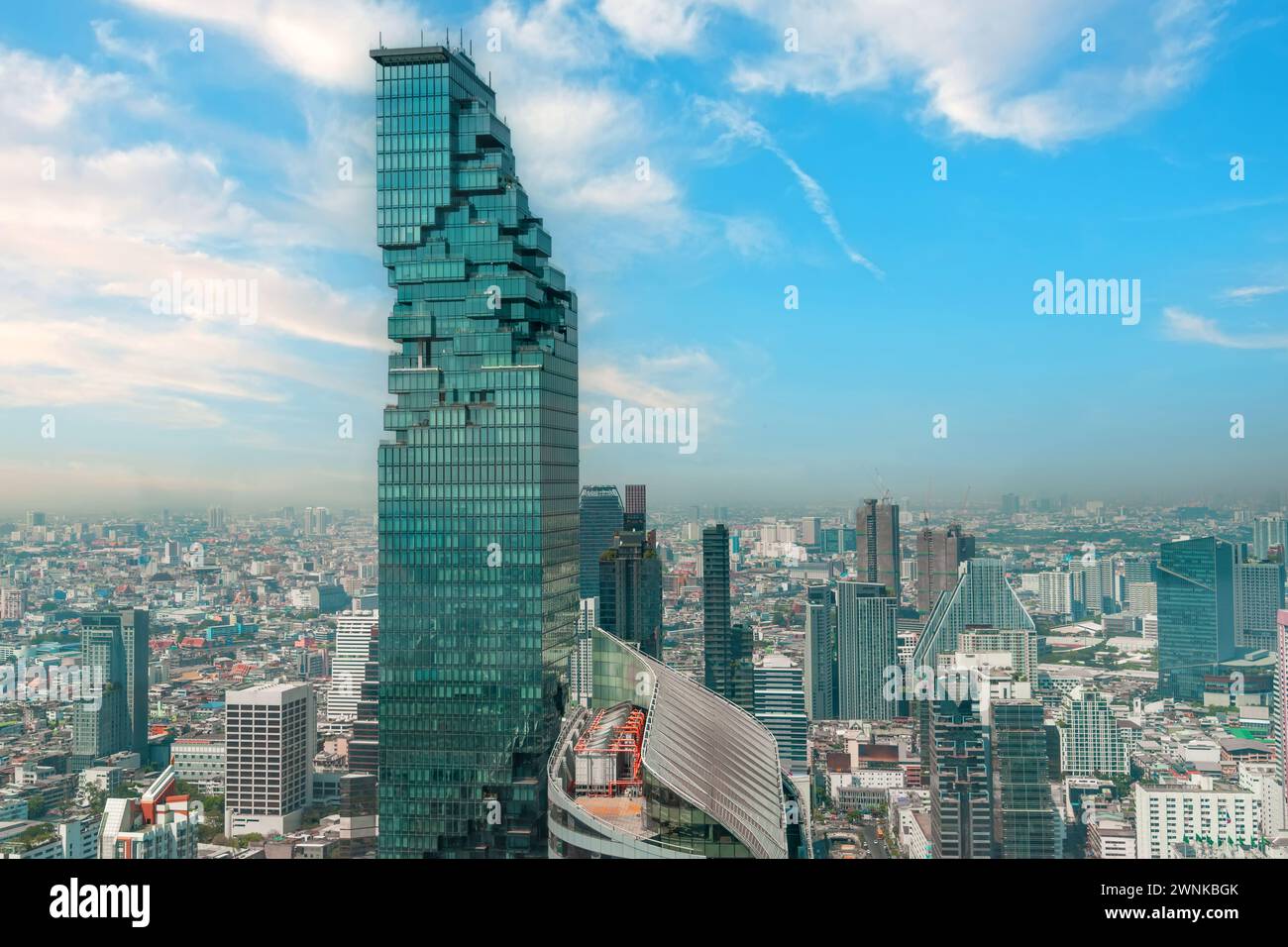 Aerial day view of Bangkok King Power Mahanakorn skyscraper around ...