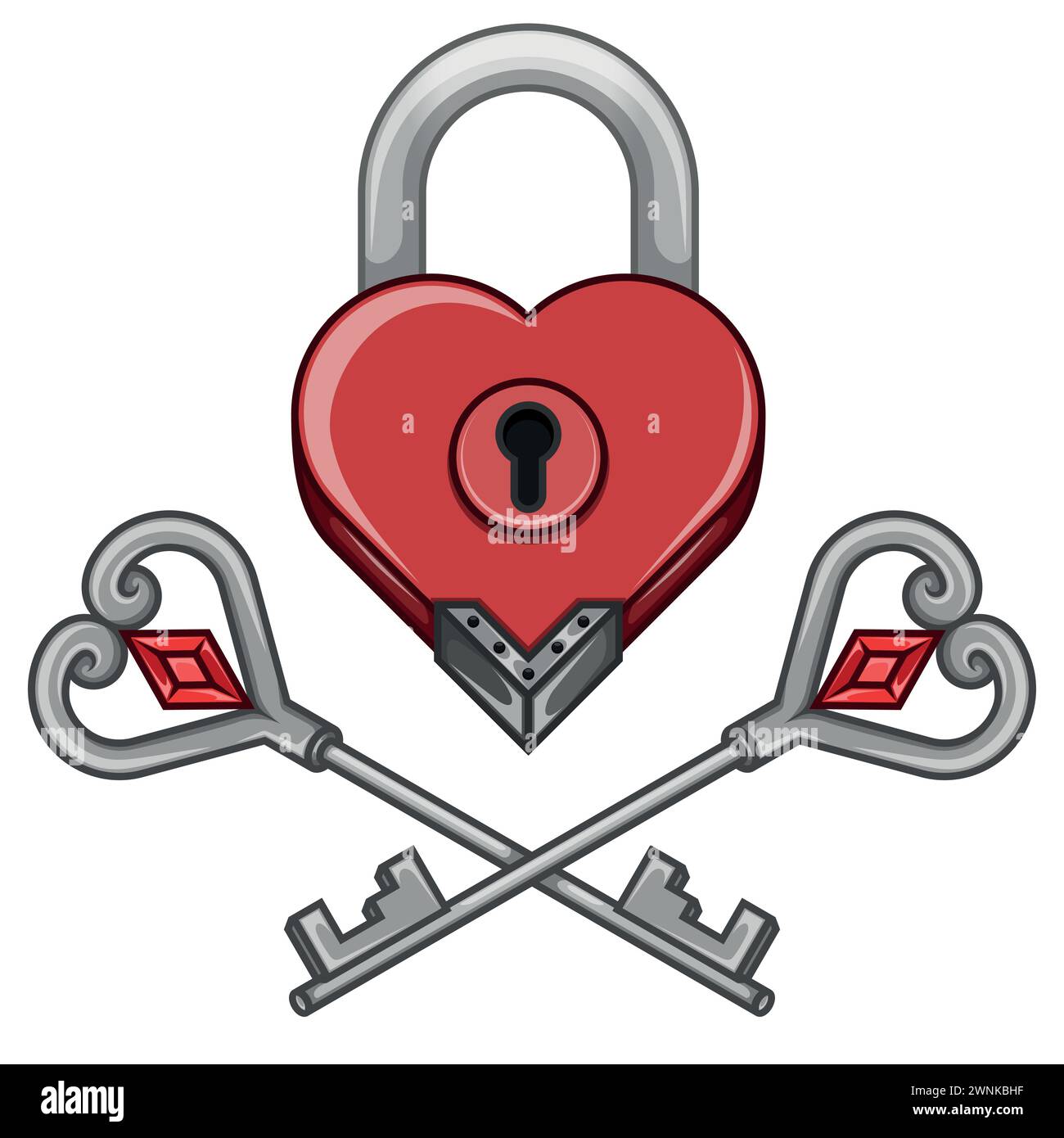 Vector design of Padlock and keys with heart shape as a symbol of love ...
