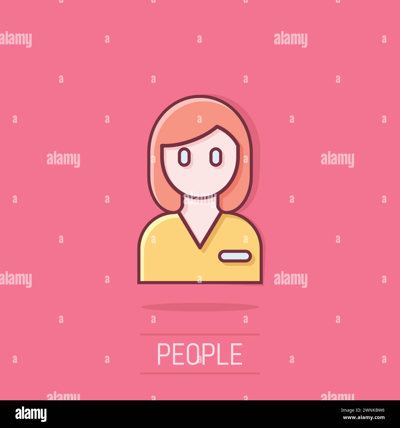 Woman face icon in comic style. People cartoon vector illustration on ...