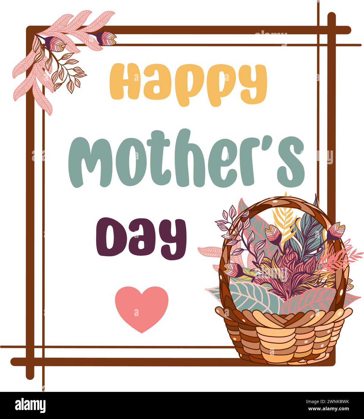 Wicker heart with flowers Stock Vector Images - Alamy