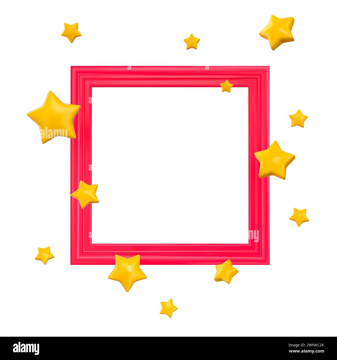 Red frame with yellow star shapes isolated. Rank or review concept ...
