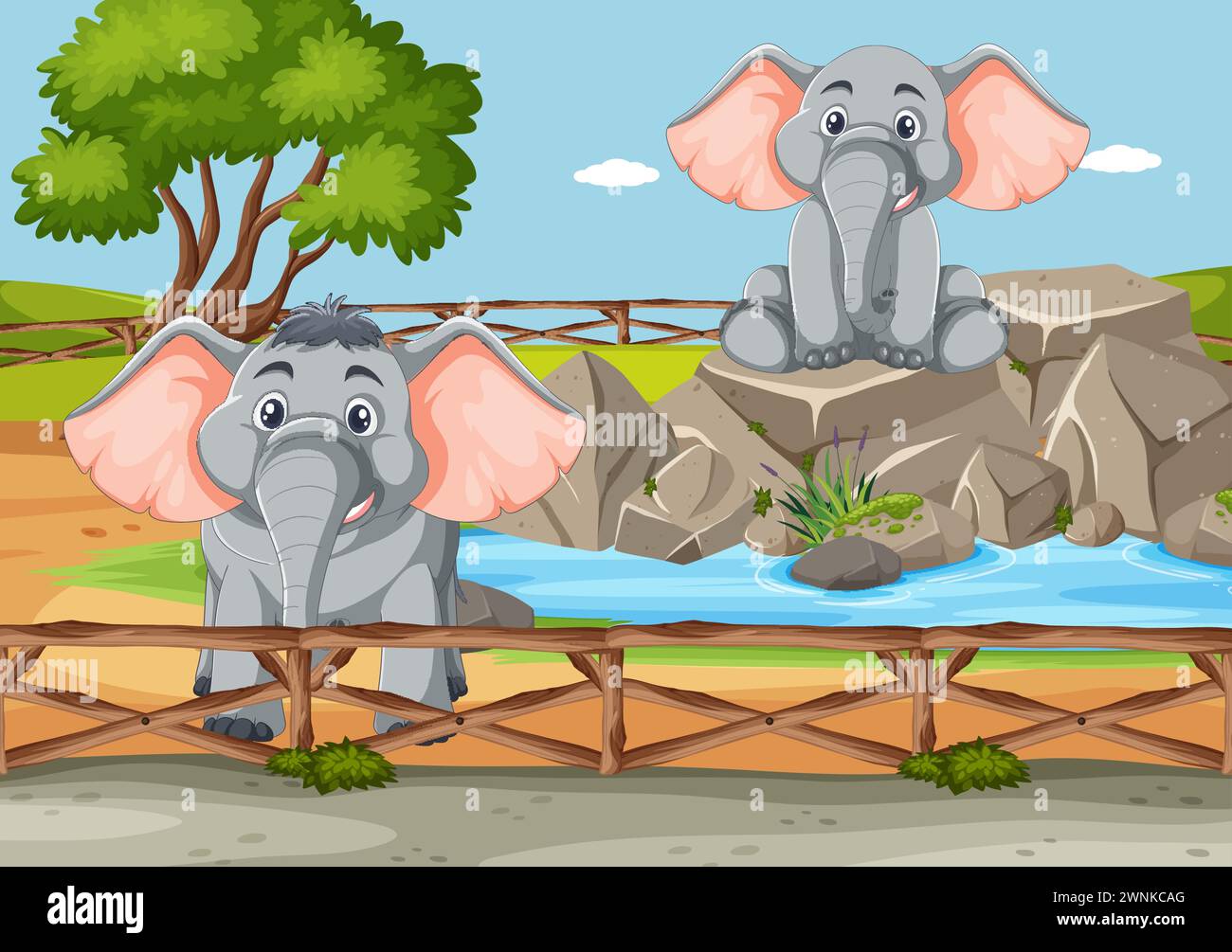 Elephants and trees Stock Vector Images - Alamy