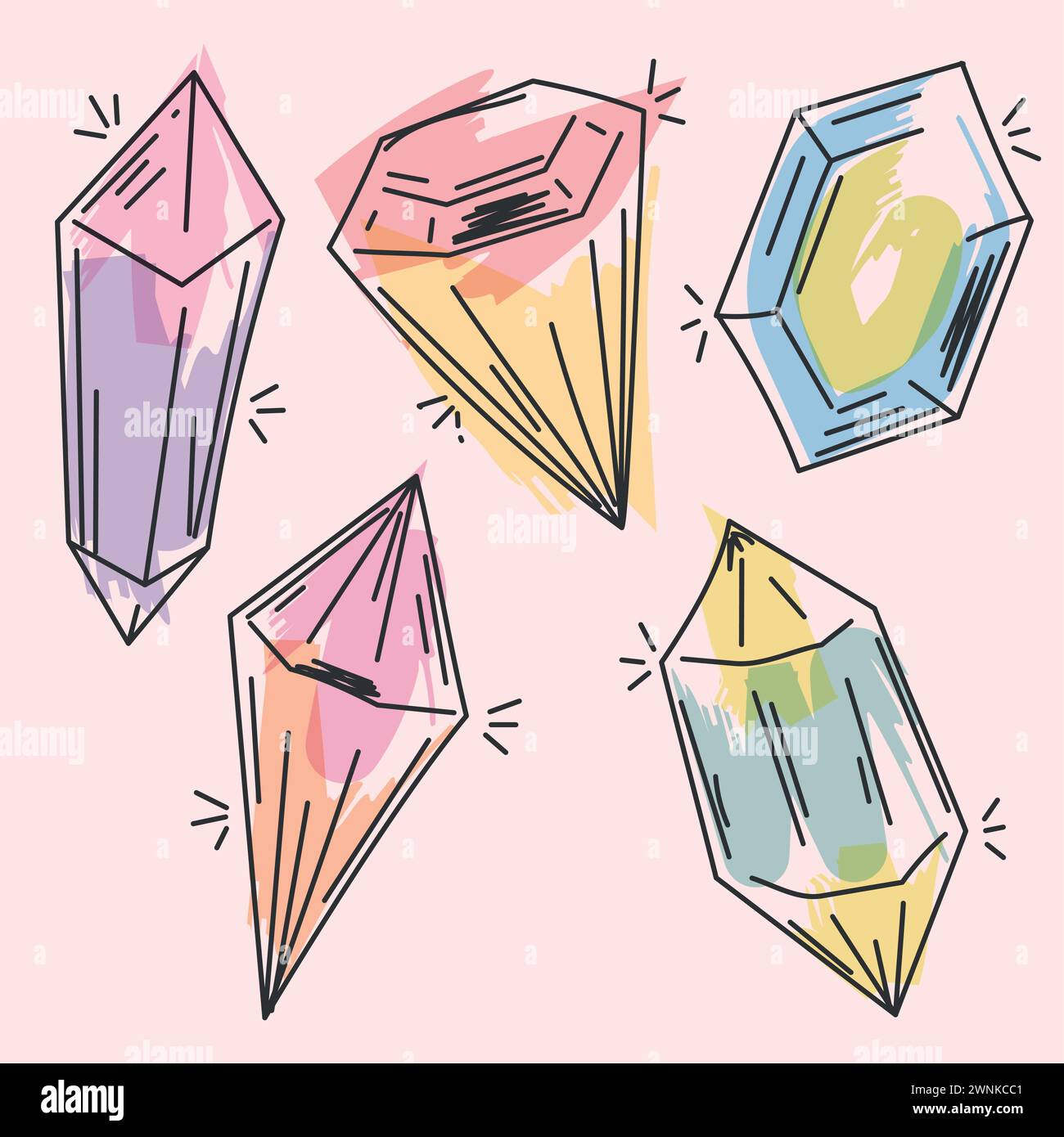 Shiny colored diamonds Hand Drawn Vector Stock Vector Image & Art - Alamy