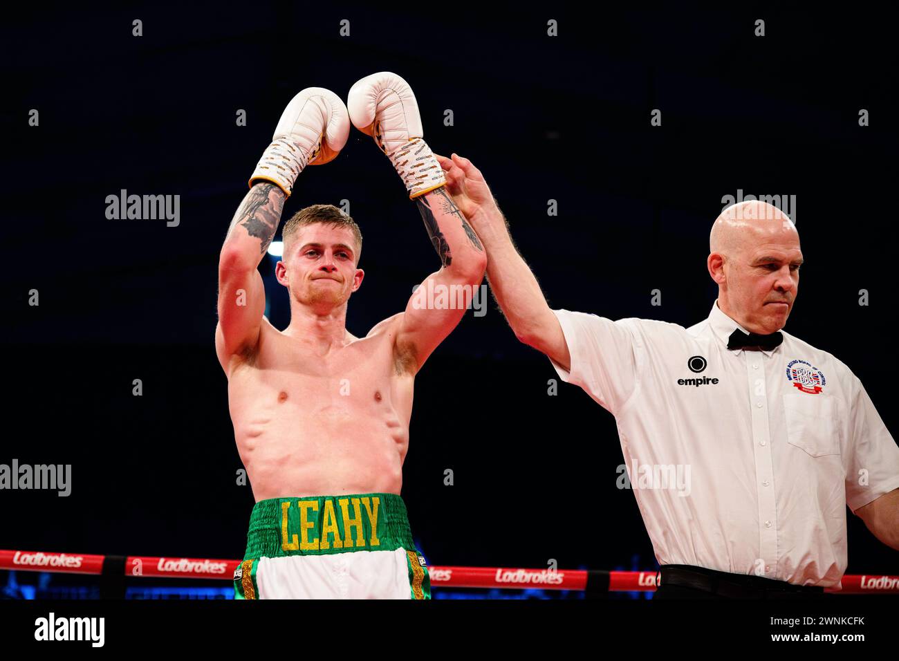 LONDON, UNITED KINGDOM. 01 Mar, 2024. Nick Leahy vs Jake Osgood - Welterweight bout during ...