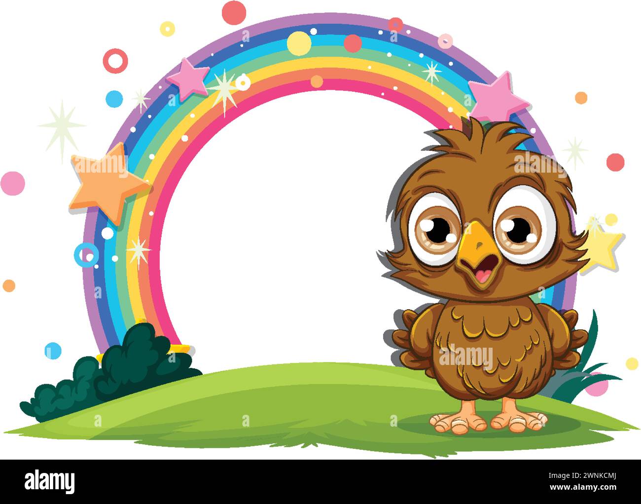 Cute owl with a colorful rainbow and stars Stock Vector Image & Art - Alamy