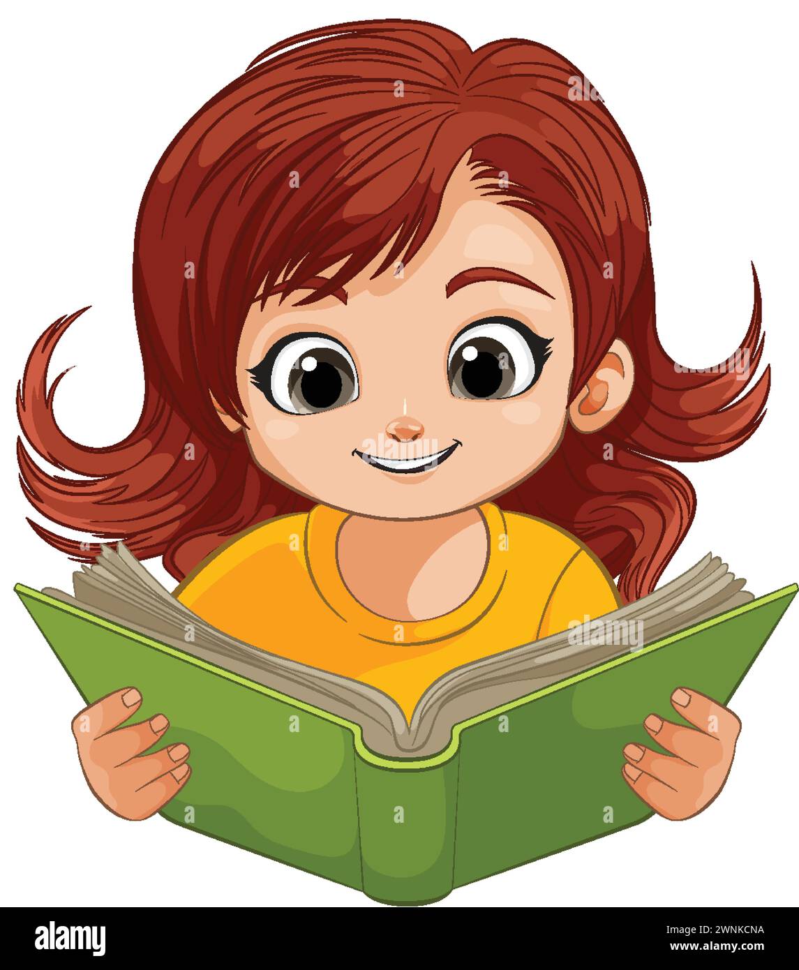 Animated Girl Reading A Book With Interest Stock Vector Image And Art Alamy