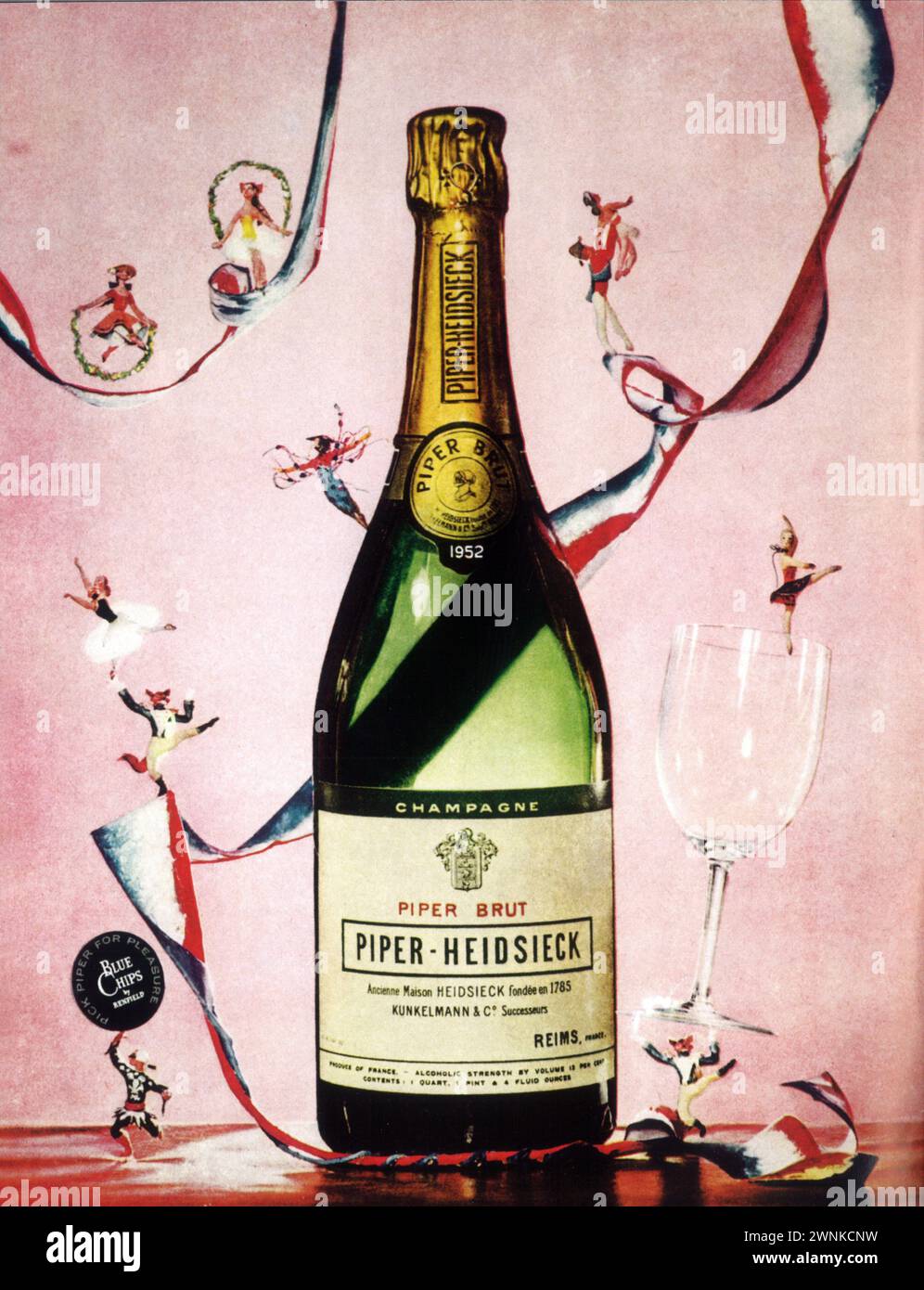 1953 Piper-Heidsieck Brut Champagne Print Ad Stock Photo - Alamy