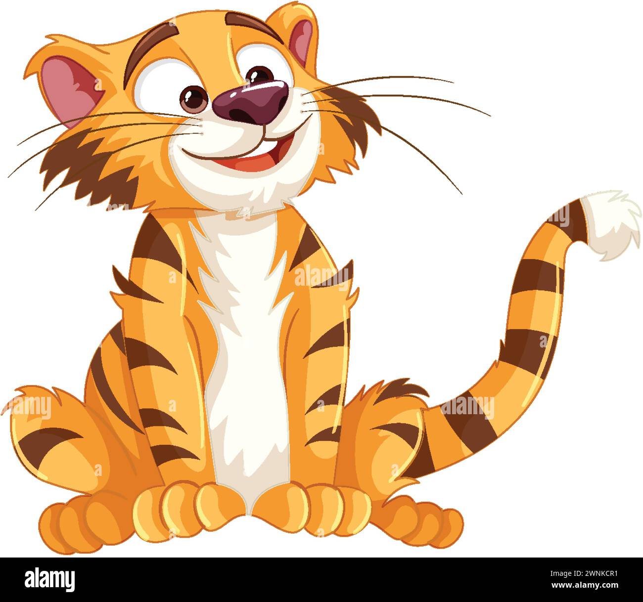 A vibrant, smiling tiger illustrated in cartoon style Stock Vector ...