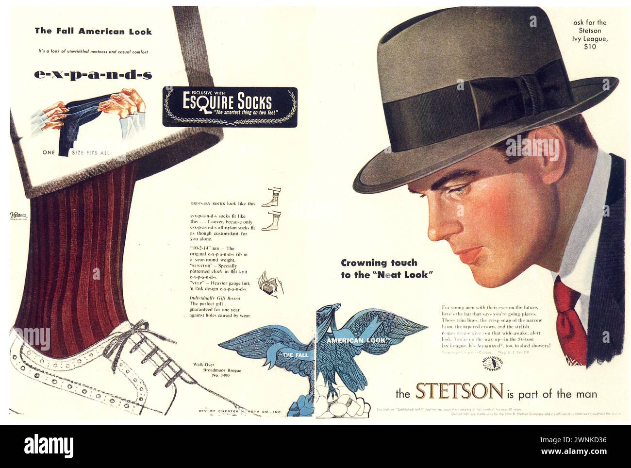 1954 Esquire Socks and Stetson Hats Print Ad - The Fall American Look ...