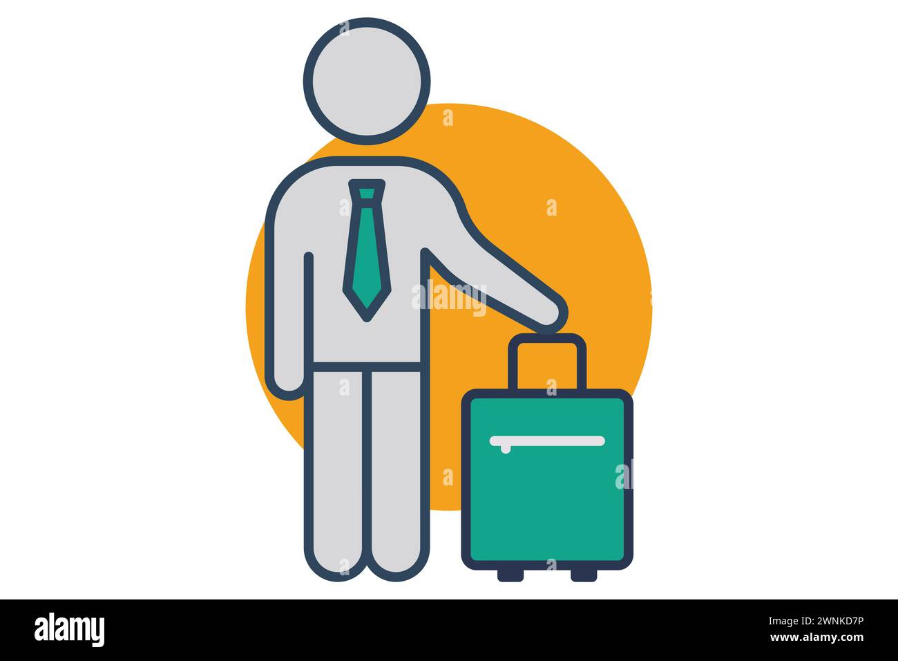 business travel icon. featuring an employee holding a suitcase. flat ...