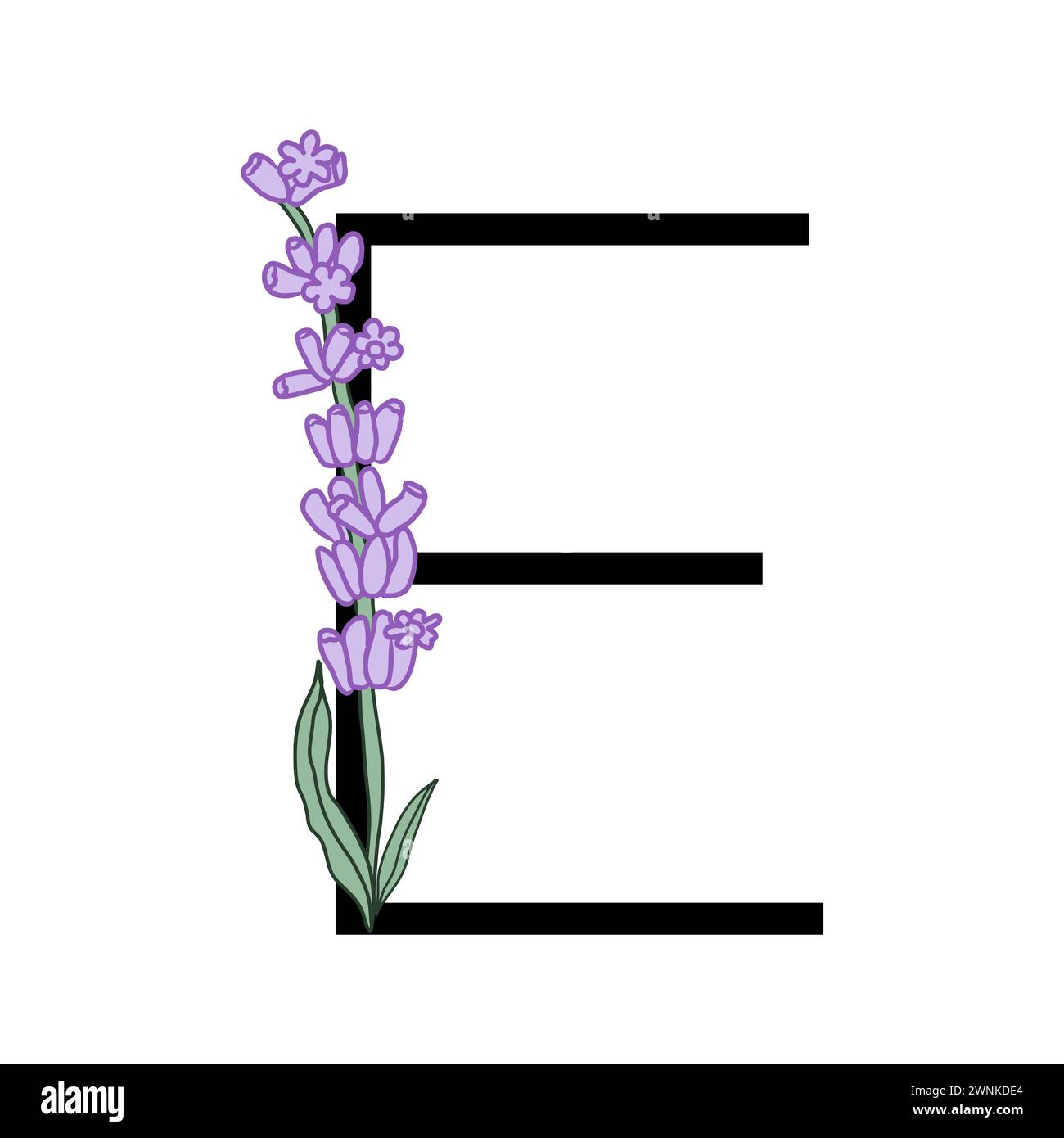Lavender blossom violet little flower alphabet for design of card or ...