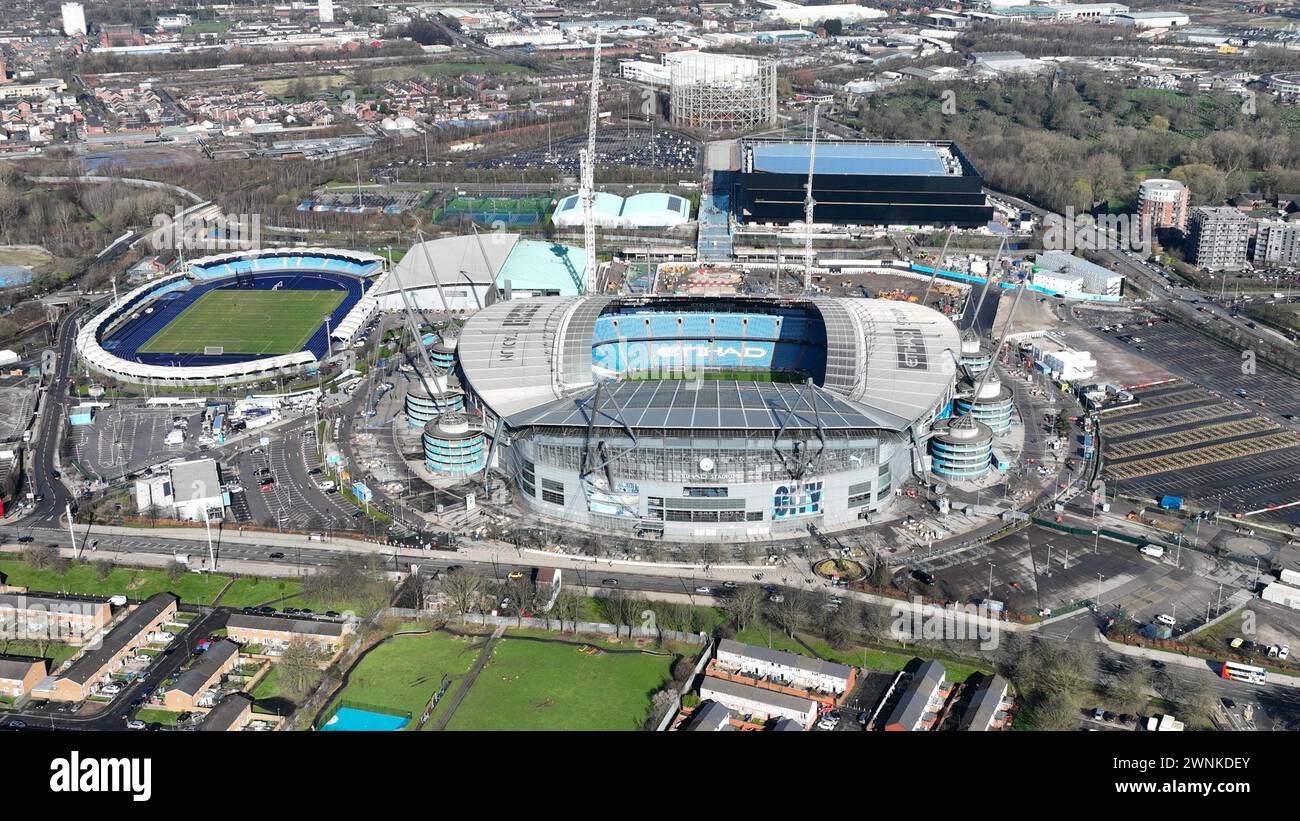 An aerial view of the Etihad Stadium ahead of the Premier League match ...