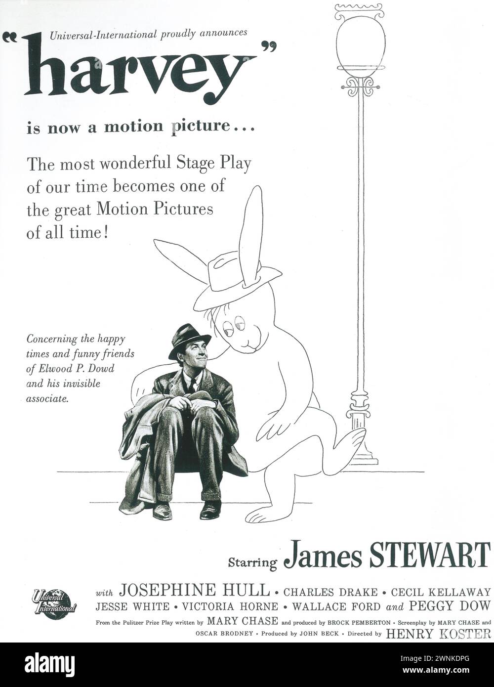 1950 Harvey film poster print promo ad. Comedy-drama film directed by ...