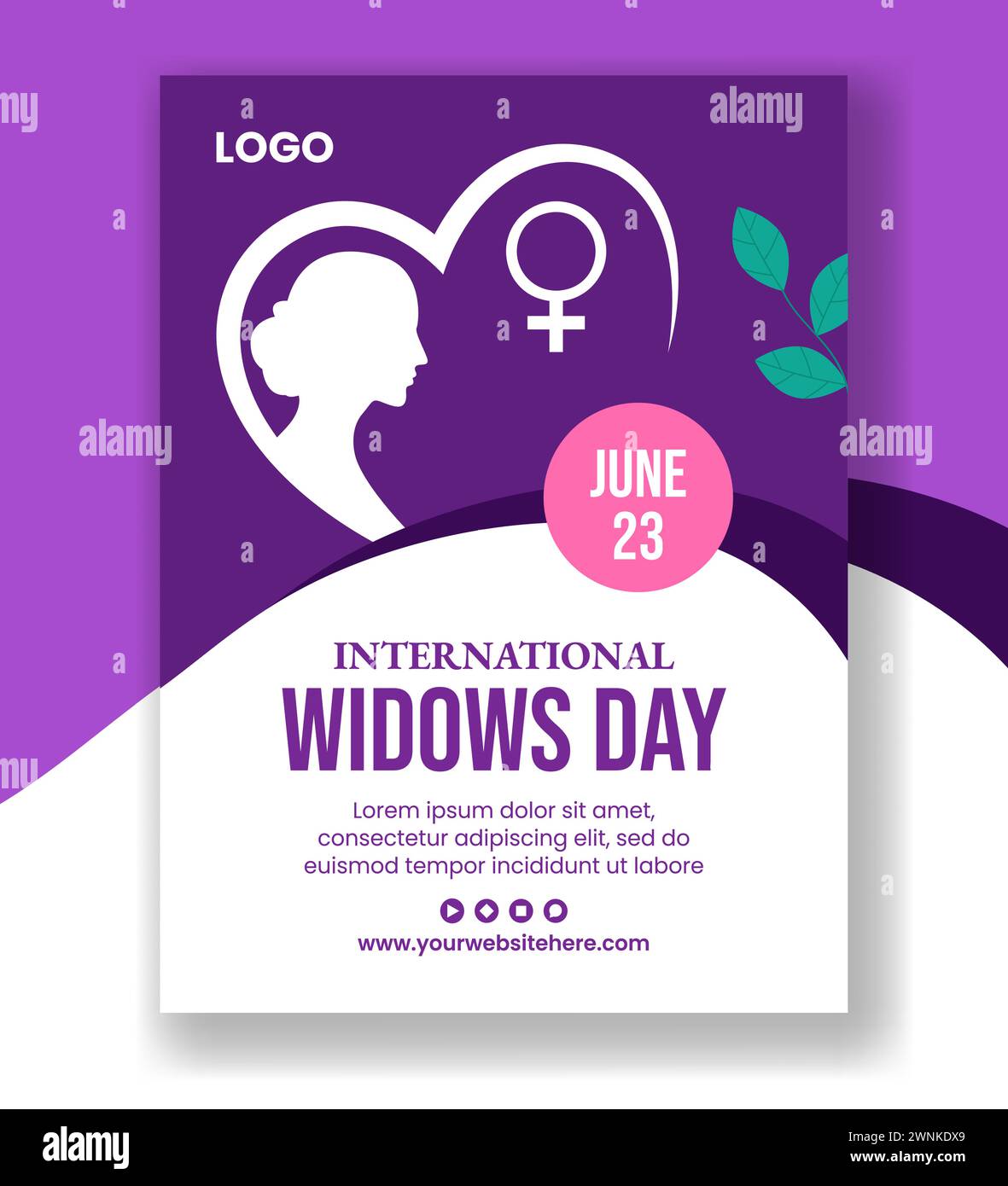 Widows Day Vertical Poster Flat Cartoon Hand Drawn Templates Background ...