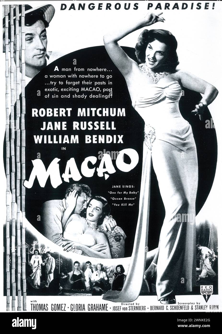 1952 Macao film poster - noir / crime drama with Robert Mitchum, Jane ...