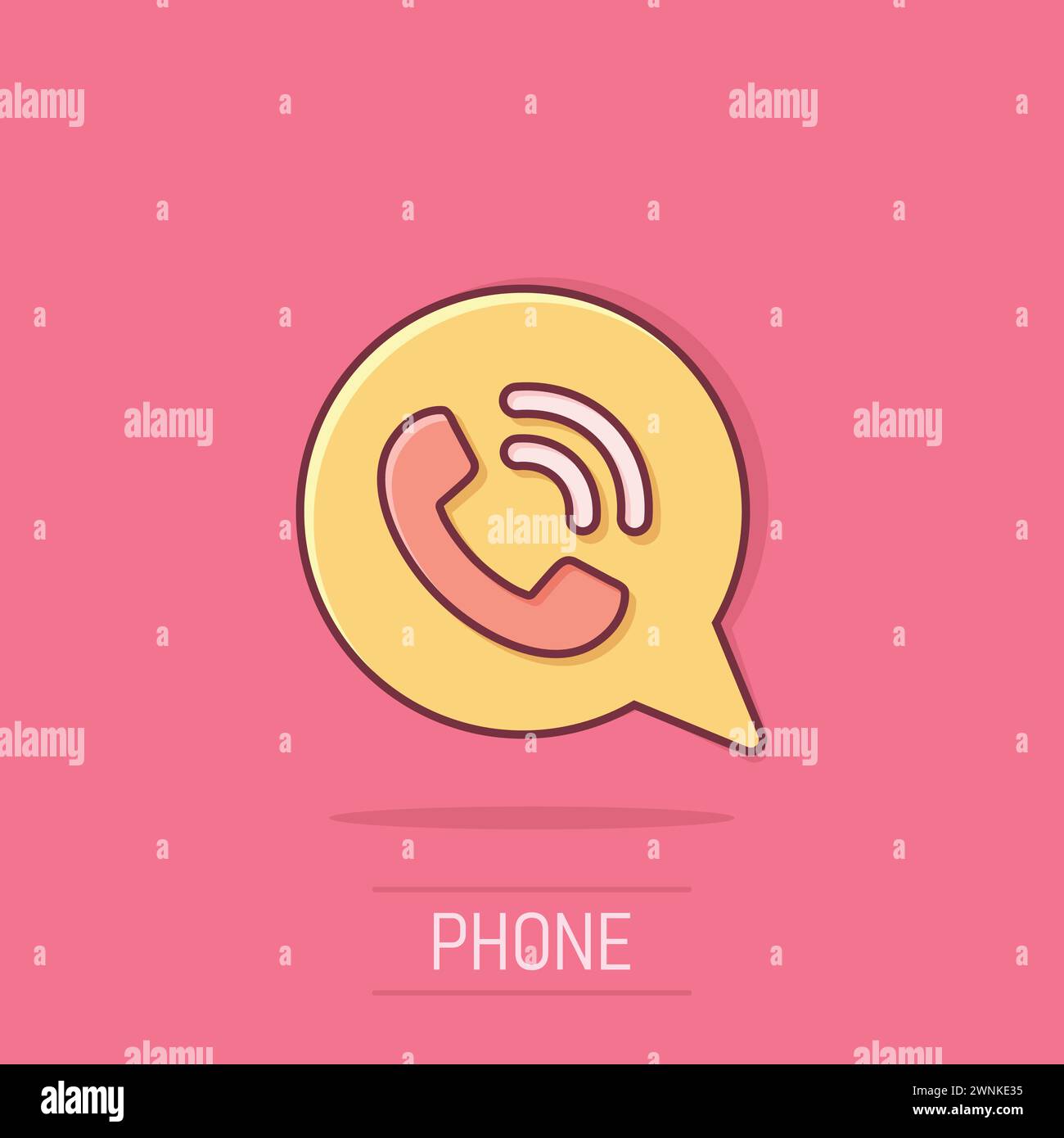Mobile phone icon in comic style. Telephone talk cartoon vector ...