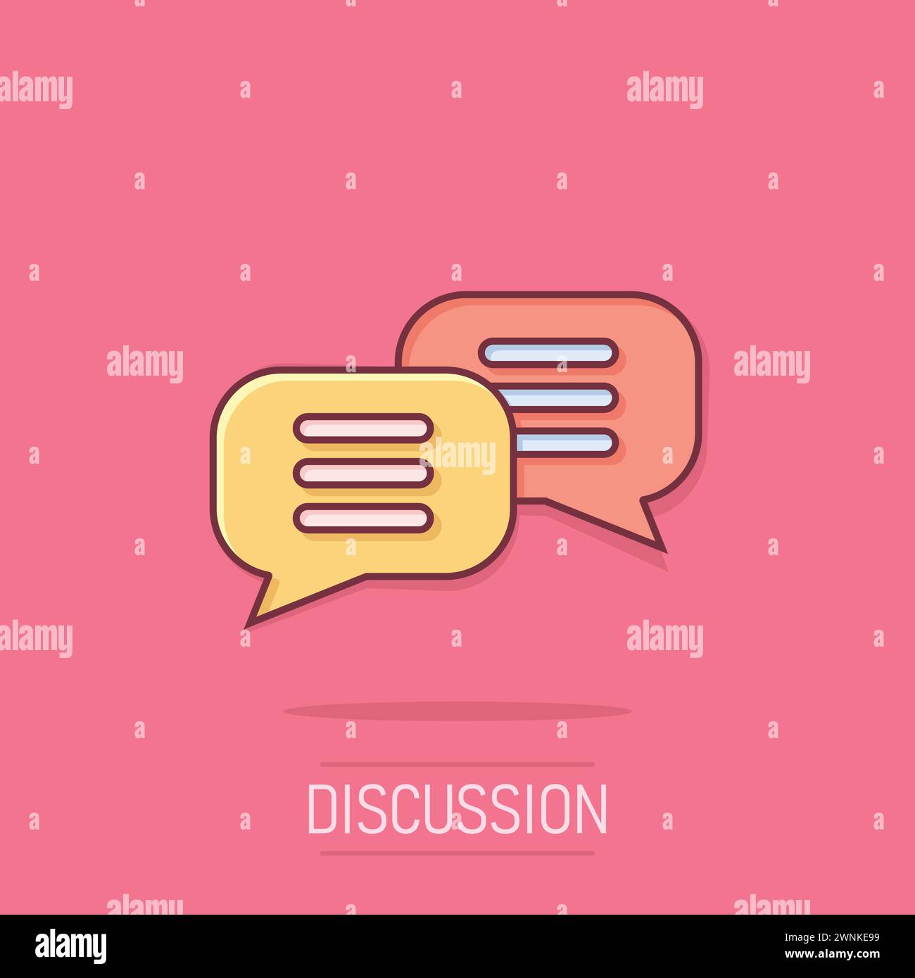 Speak chat sign icon in comic style. Speech bubbles cartoon vector ...