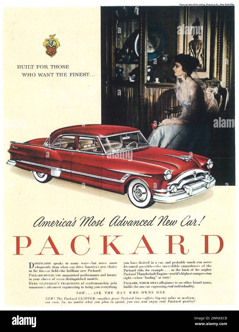 1953 Packard print ad. "Built for those who want the finest Stock Photo ...