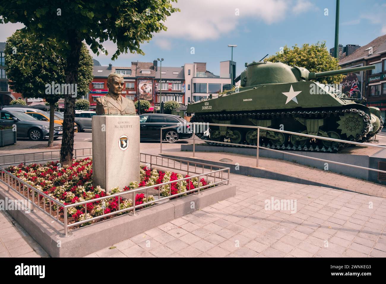 Bastogne, Belgium - July 17 2021: McAuliffe Square with the General ...
