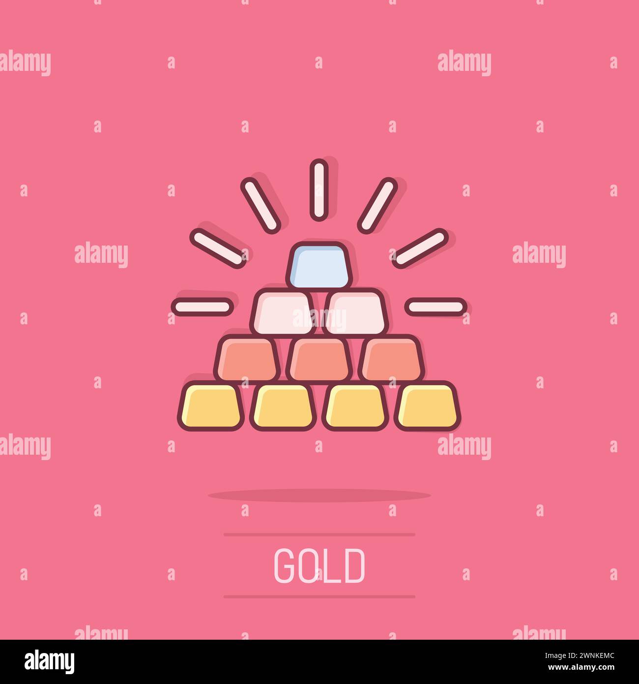 Gold stack icon in comic style. Silver brick cartoon vector ...