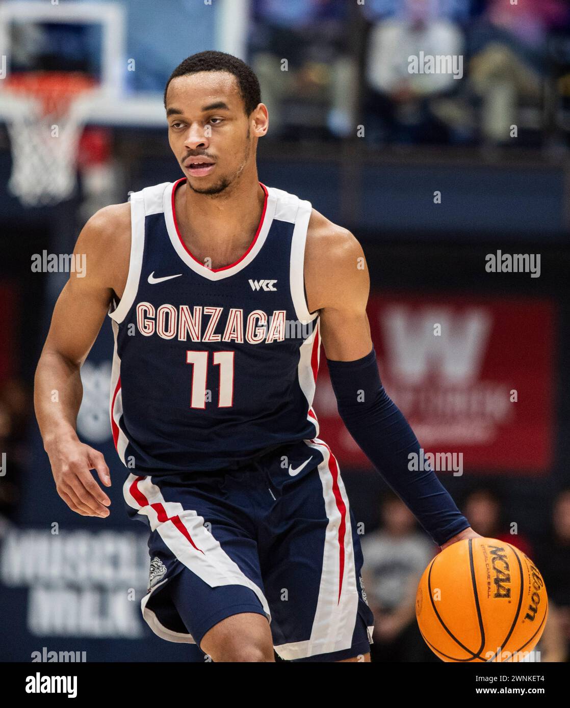 March 02 2024 Moraga, CA U.S.A. Gonzaga guard Nolan Hickman (11)goes to ...