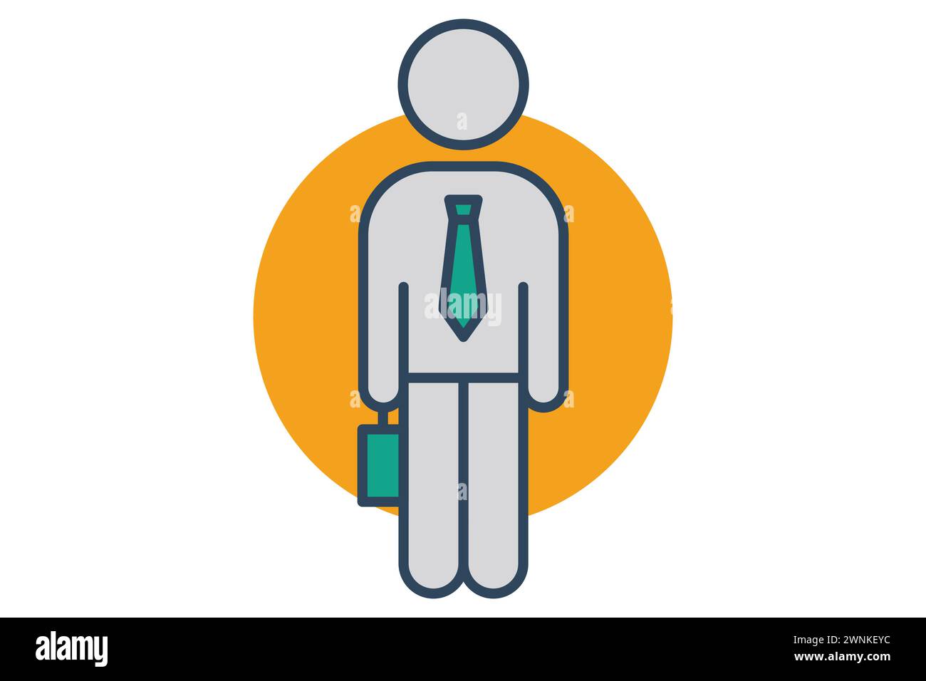 employee icon. employees wear ties and hold bags. representing ...