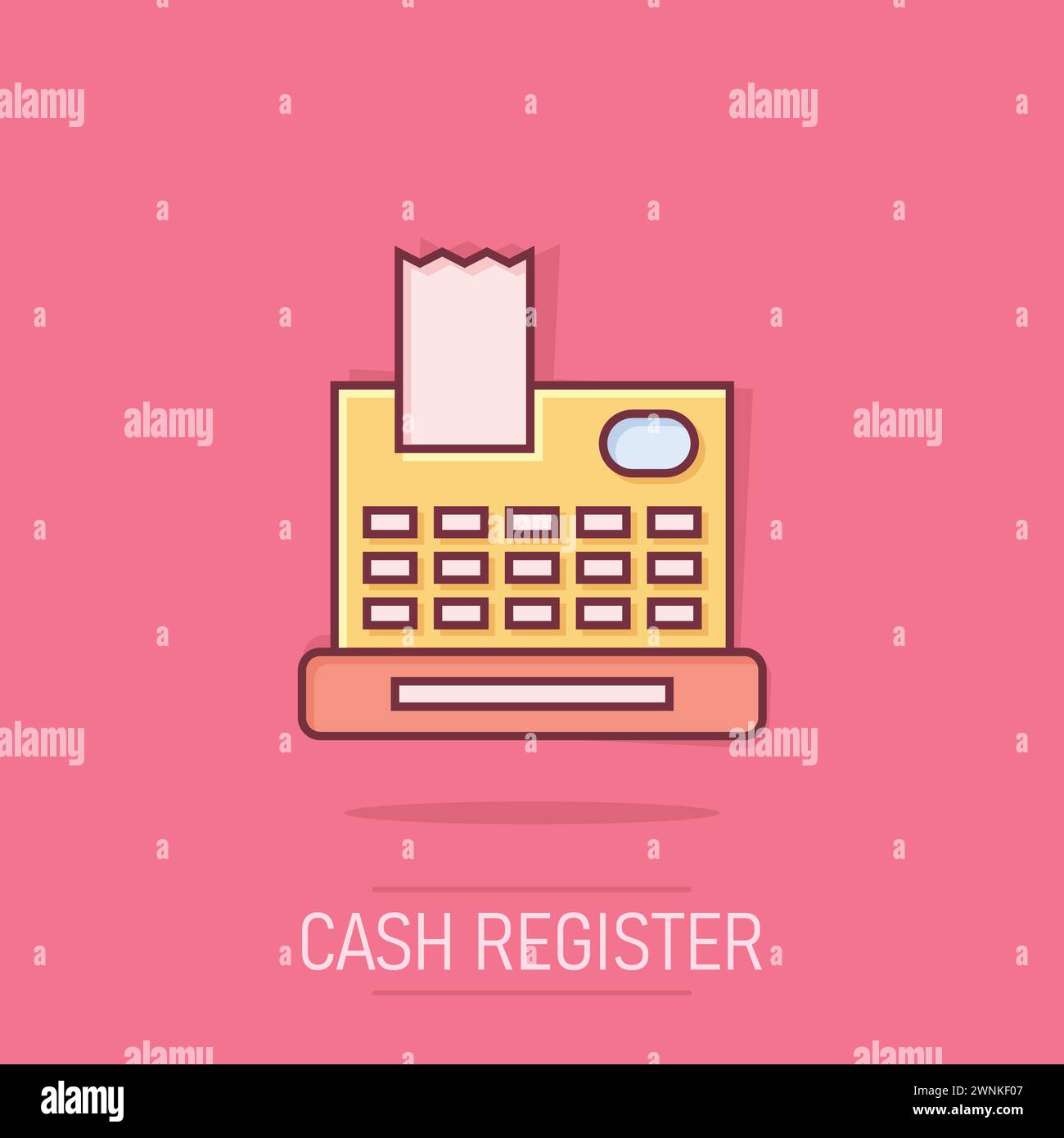 Cash register icon in comic style. Check machine cartoon vector ...