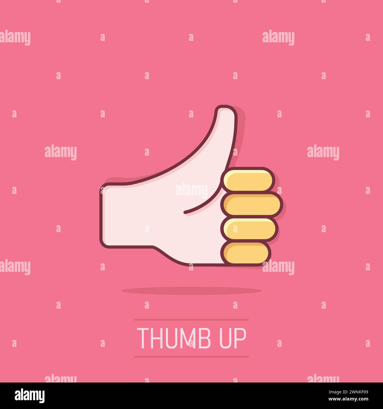 Thumb up icon in comic style. Like gesture cartoon vector illustration ...