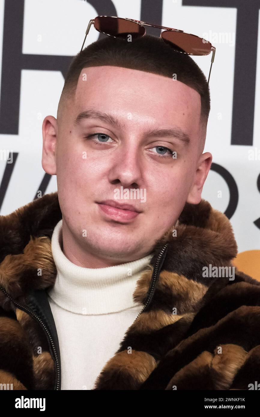London, UK. Aitch photographed attending the BRITS Awards at the O2 ...