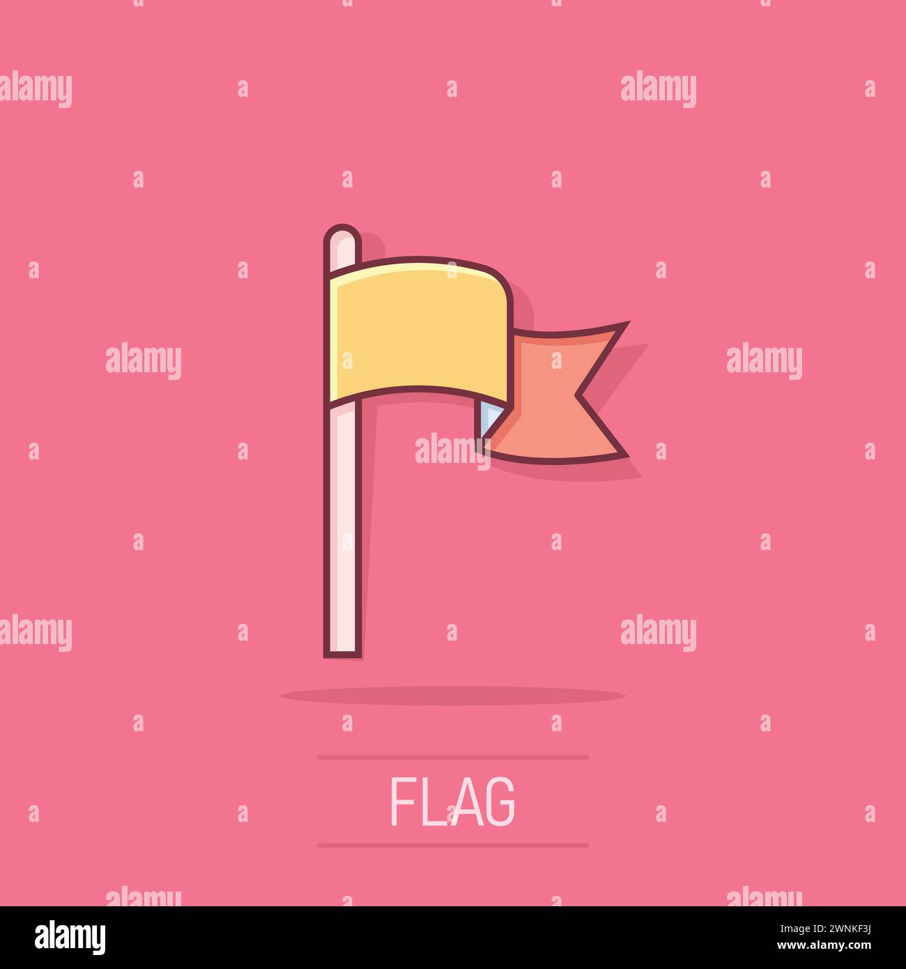 Flag icon in comic style. Pin cartoon vector illustration on isolated ...