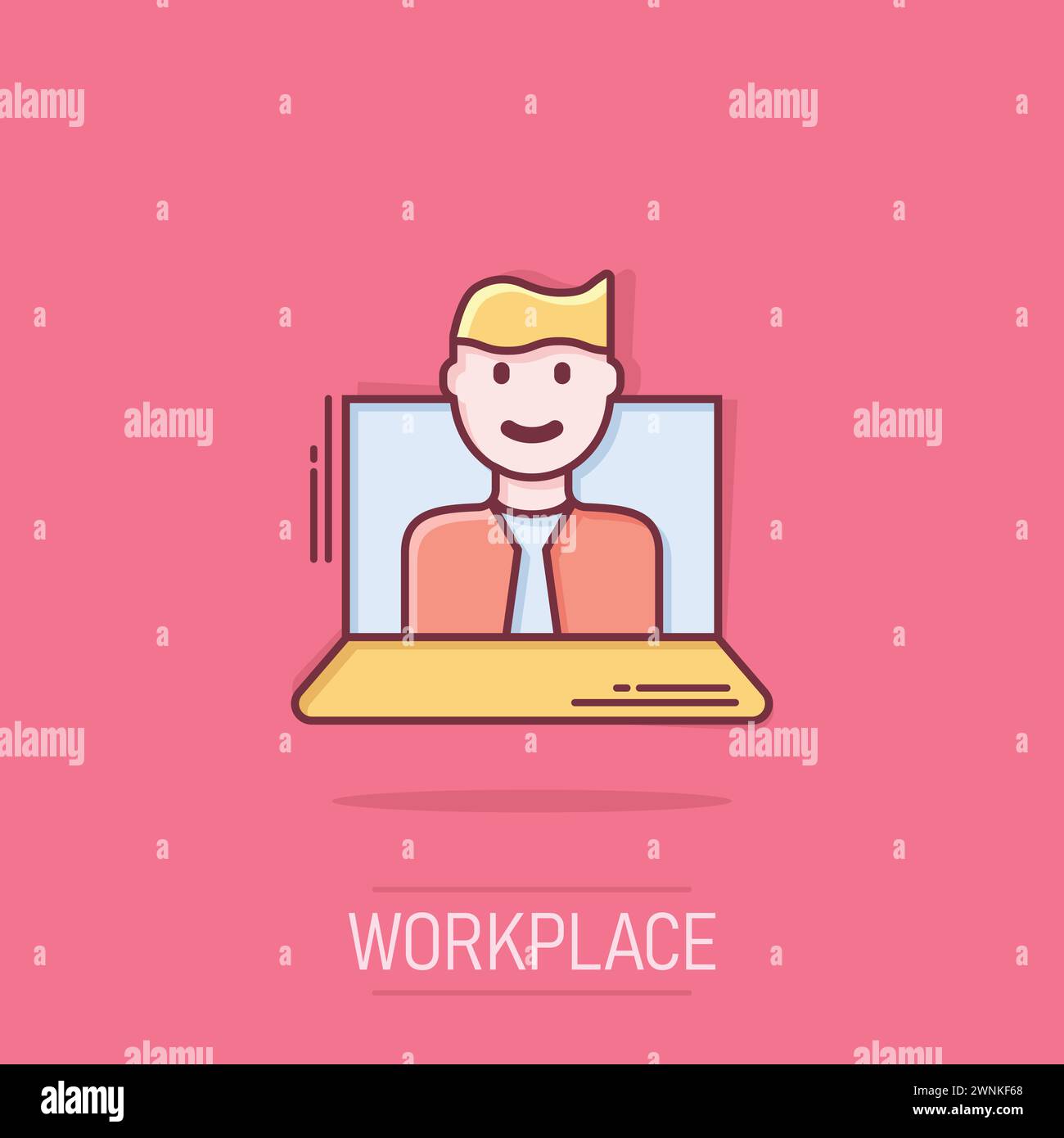 People with laptop computer icon in comic style. Pc user cartoon vector ...