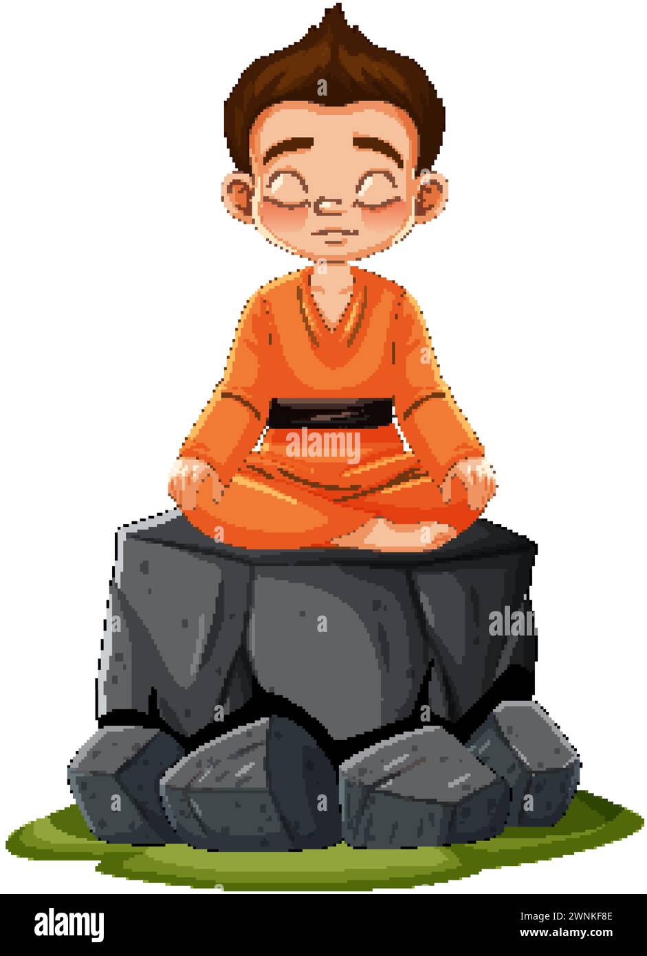 Cartoon of a child meditating peacefully outdoors Stock Vector Image ...