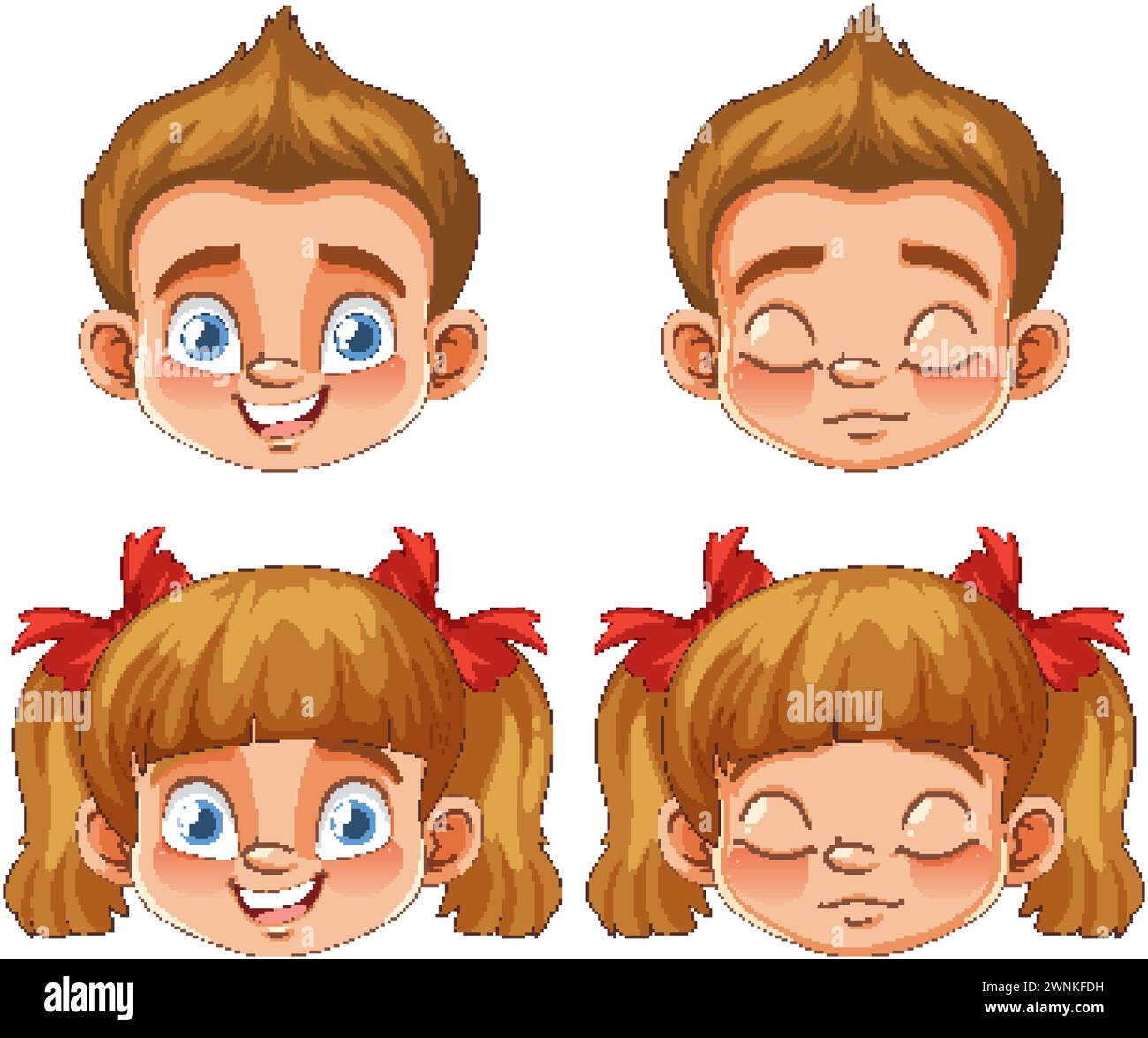 Four faces showing different cartoon expressions Stock Vector Image ...