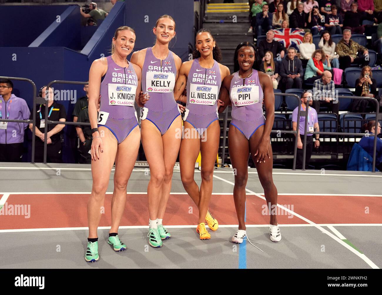 Great Britain's Jessie Knight, Hannah Kelly, Ama Pipi and Lina Nielsen ...