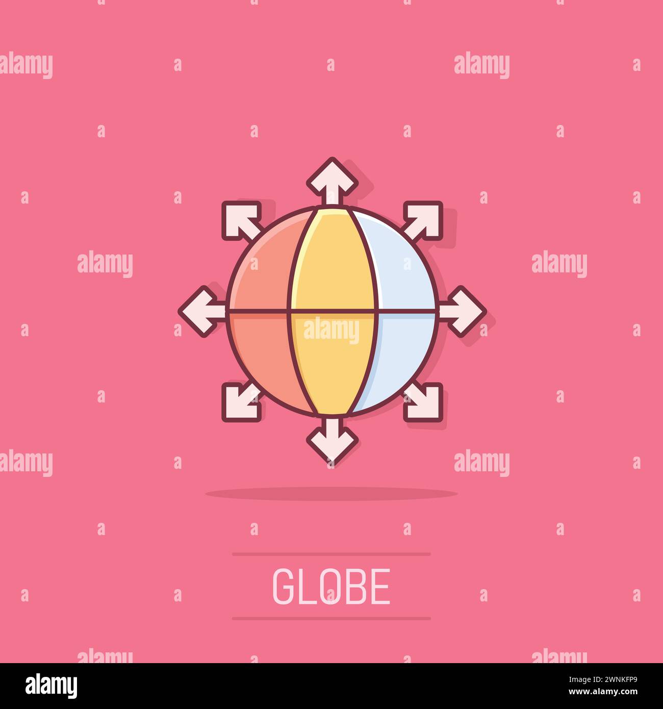Earth planet icon in comic style. Globe geographic cartoon vector ...