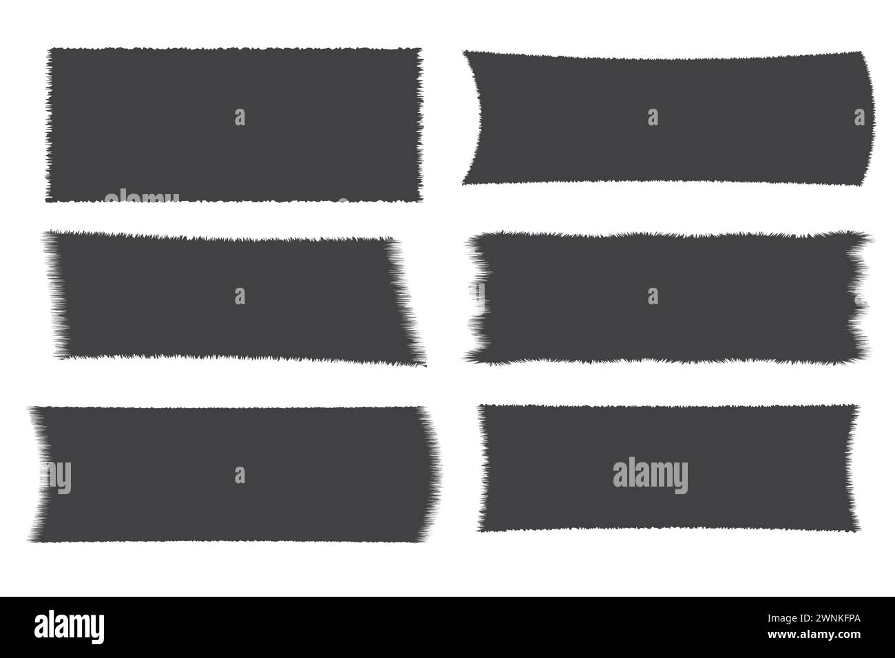 Set jagged rectangle torn paper border, frame sharp silhouette isolated ...
