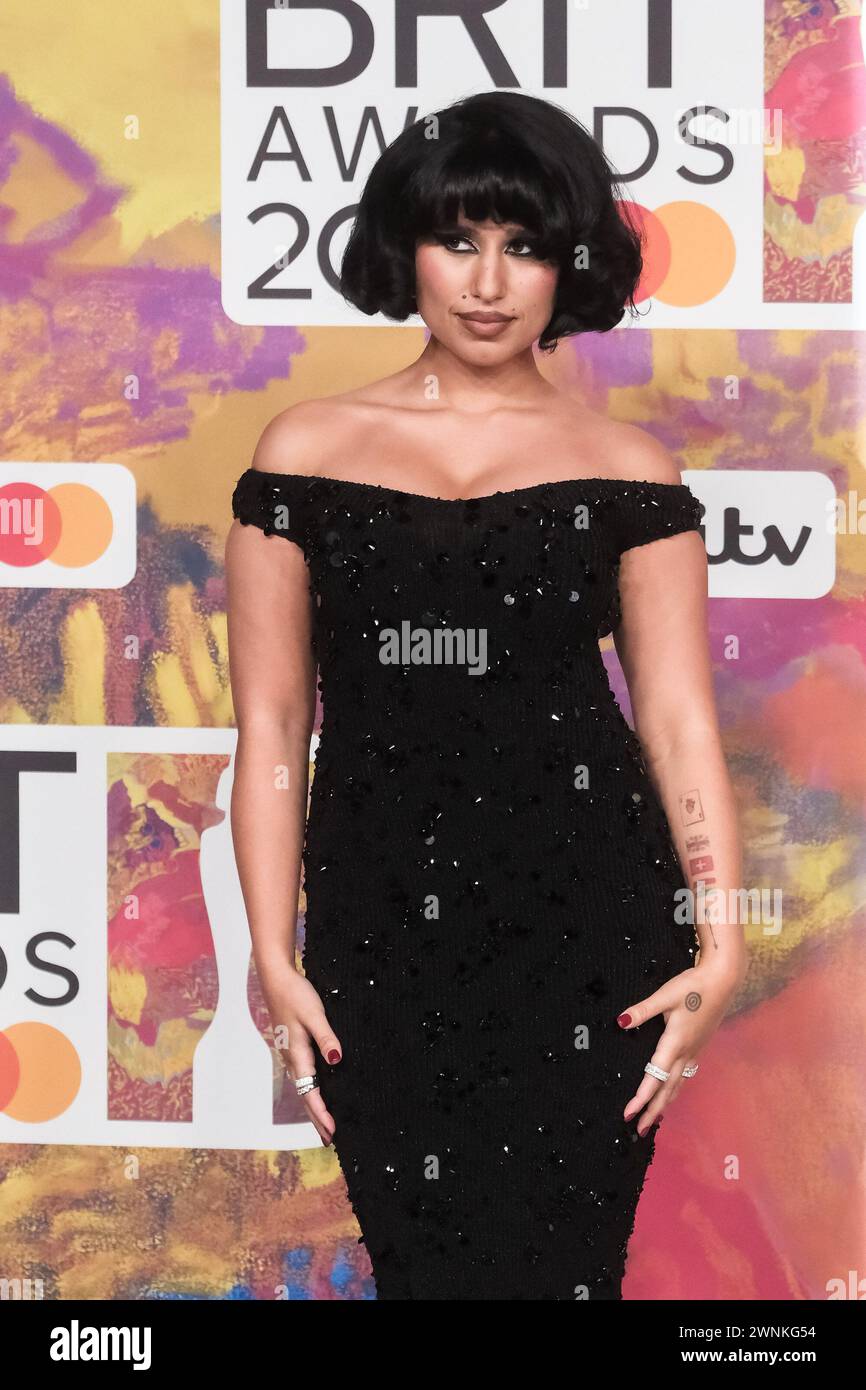 London, UK. Raye photographed attending the BRITS Awards at the O2 ...