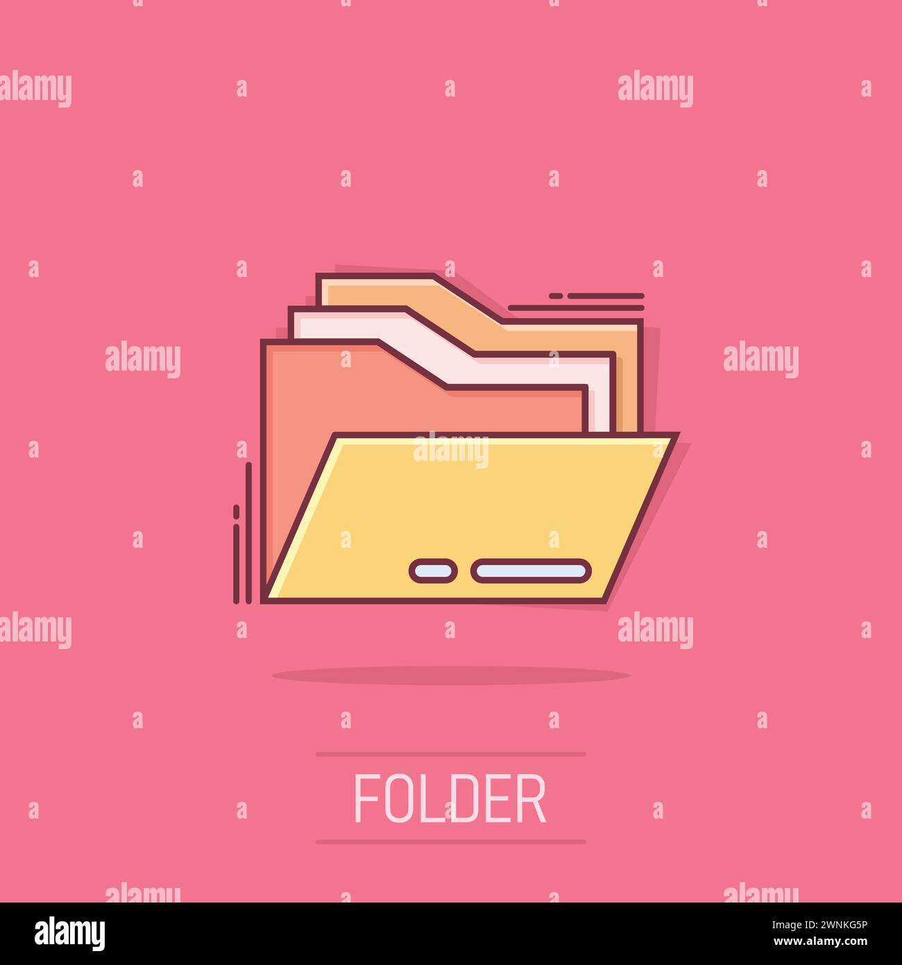 File folder icon in comic style. Documents archive cartoon vector ...