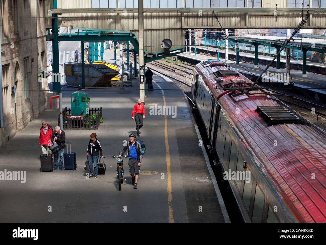 Rail passengers leaving a Vrgin train at Carlisle railway station on ...