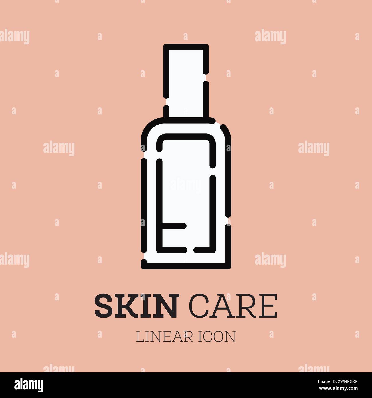 Body lotion flat linear icon. Personal care product. Cosmetics. Vector illustration. Skin care ...