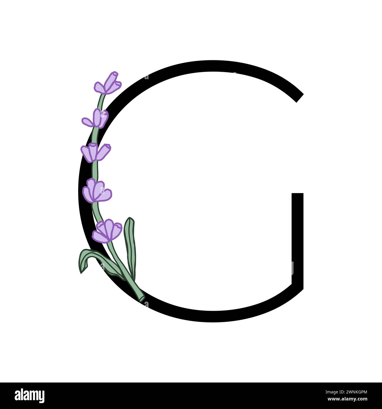 Lavender blossom violet little flower alphabet for design of card or ...