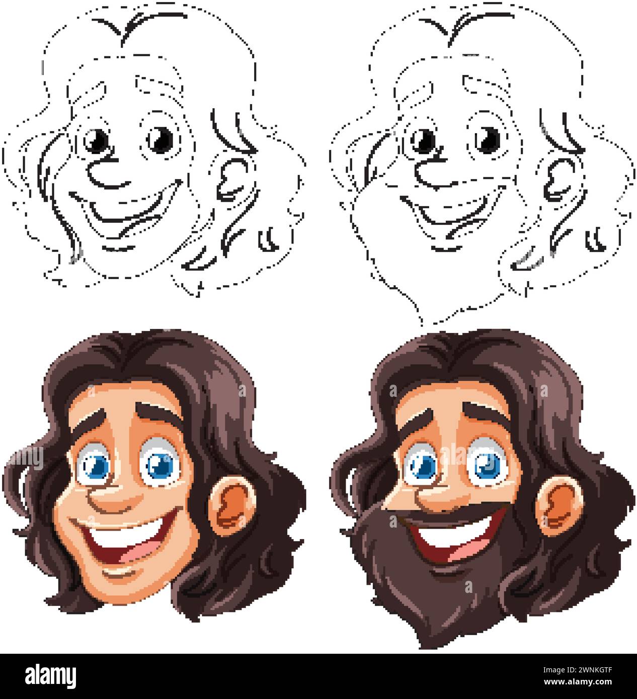 Four vector illustrations of a cartoon character's face Stock Vector ...