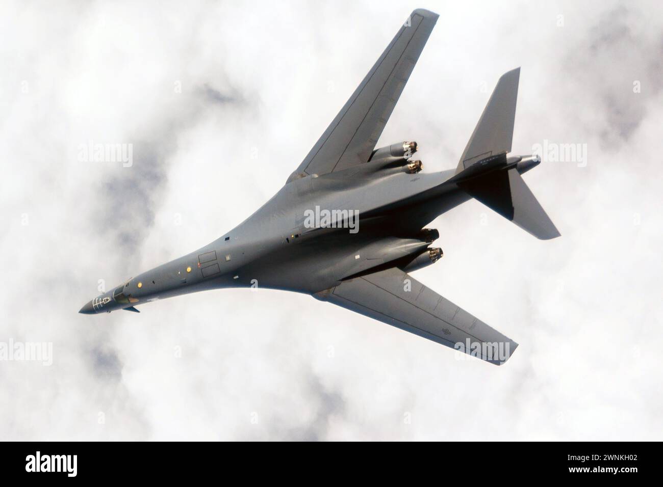 A B-1B Lancer bomber out of Edwards Air Force Base, California, flies ...