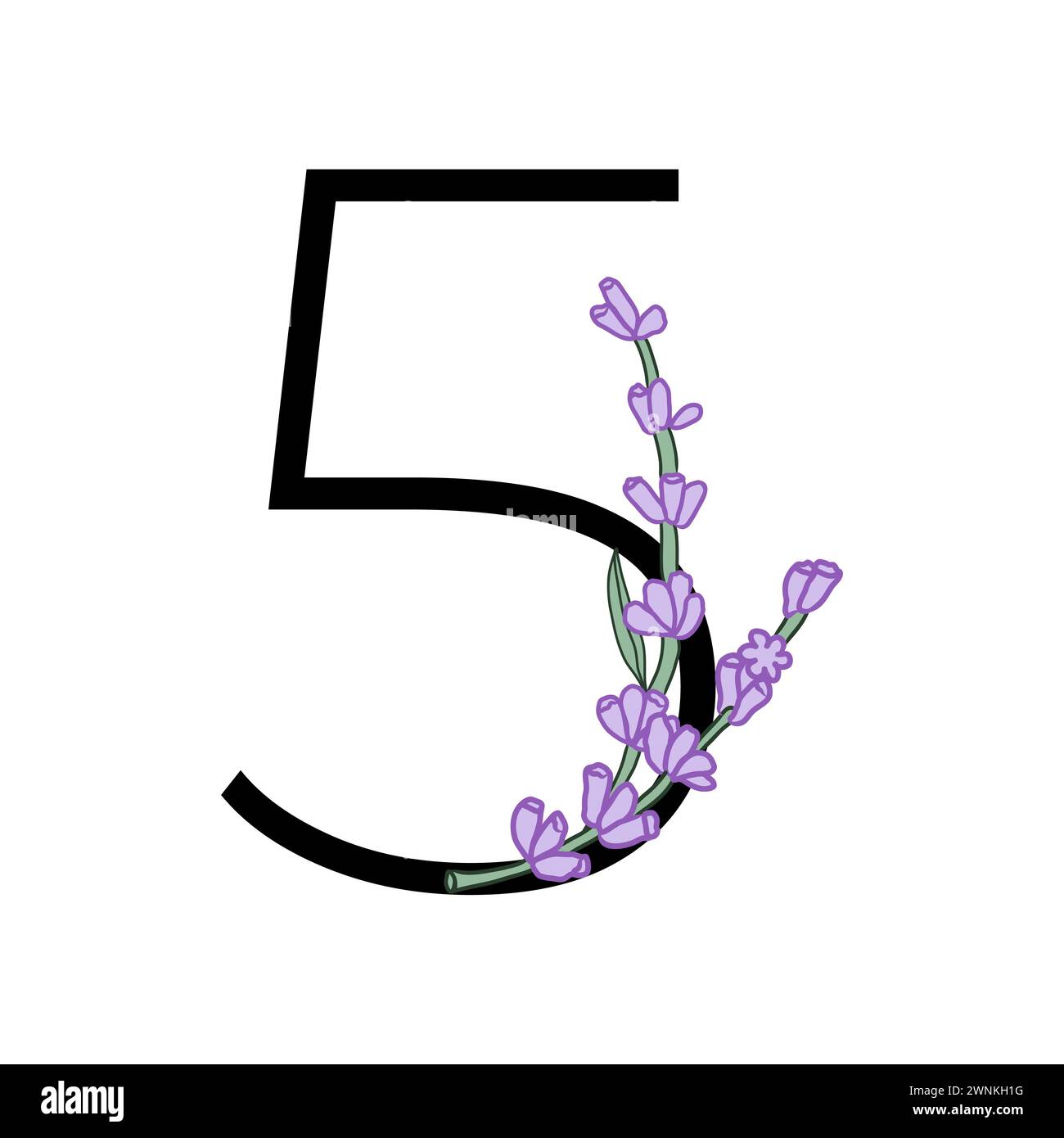 Lavender blossom violet little flower hand drawing number for wedding ...