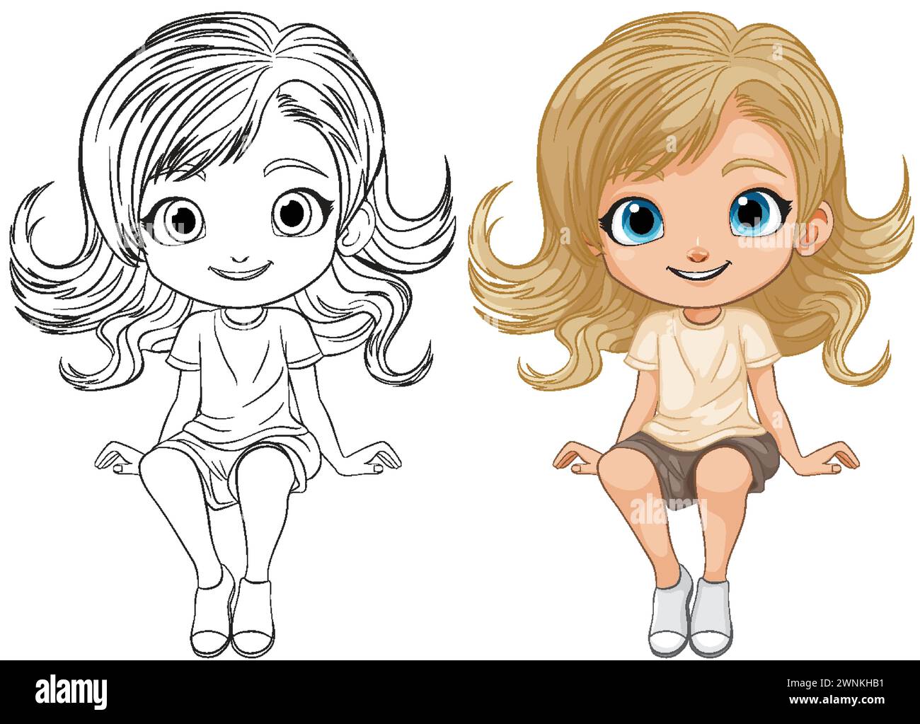 Portrait girl in colored Stock Vector Images - Alamy