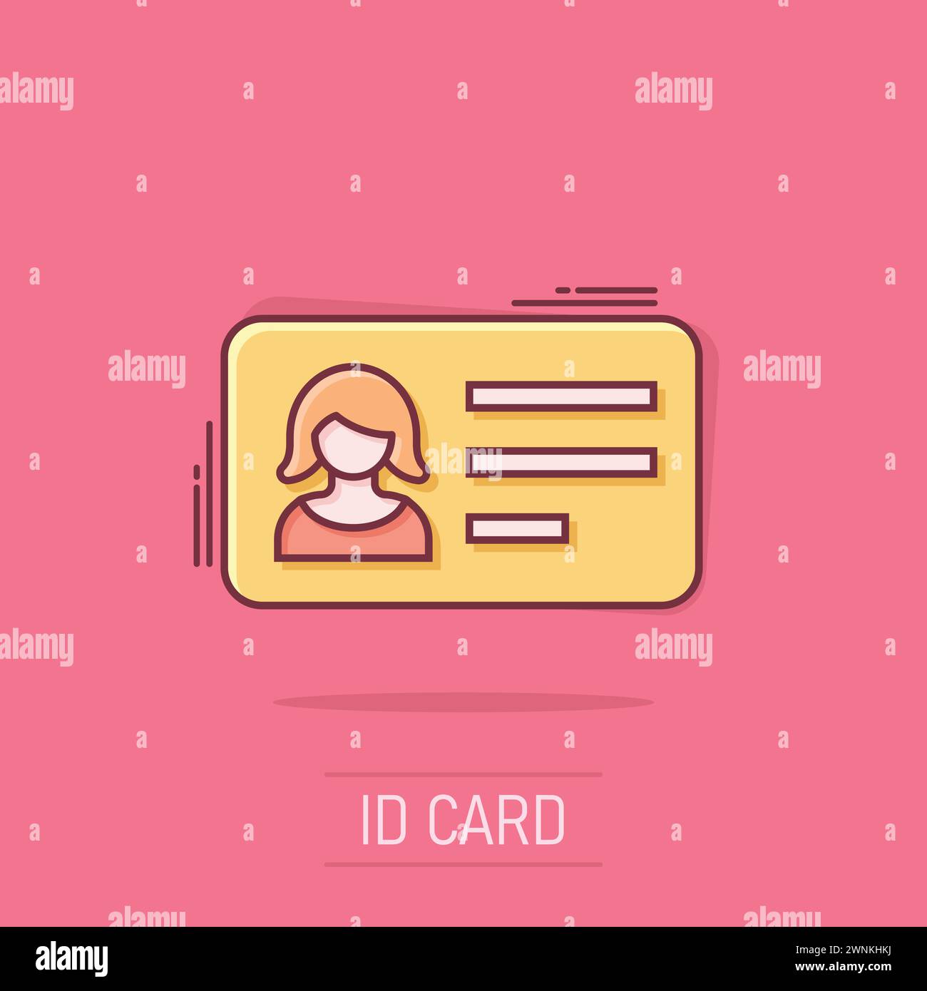 Women id card icon in comic style. Identity tag cartoon vector ...