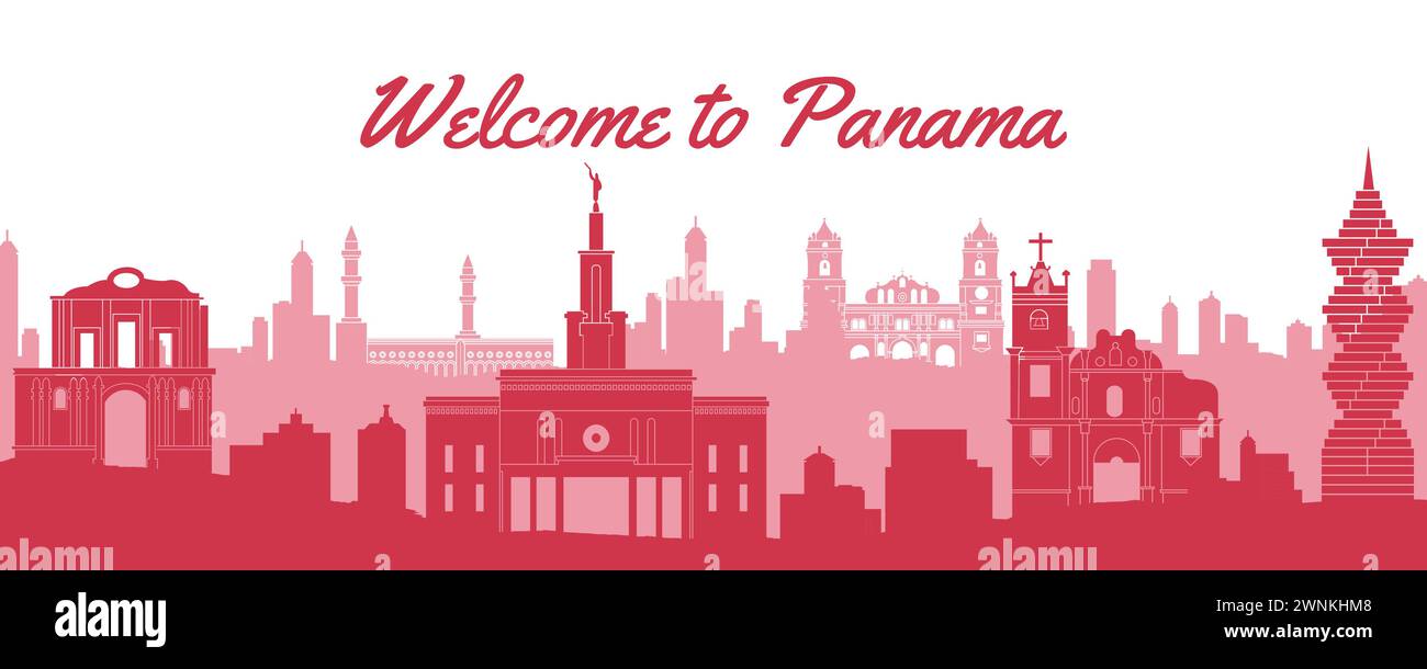 famous landmark of Panama,travel destination with silhouette classic ...