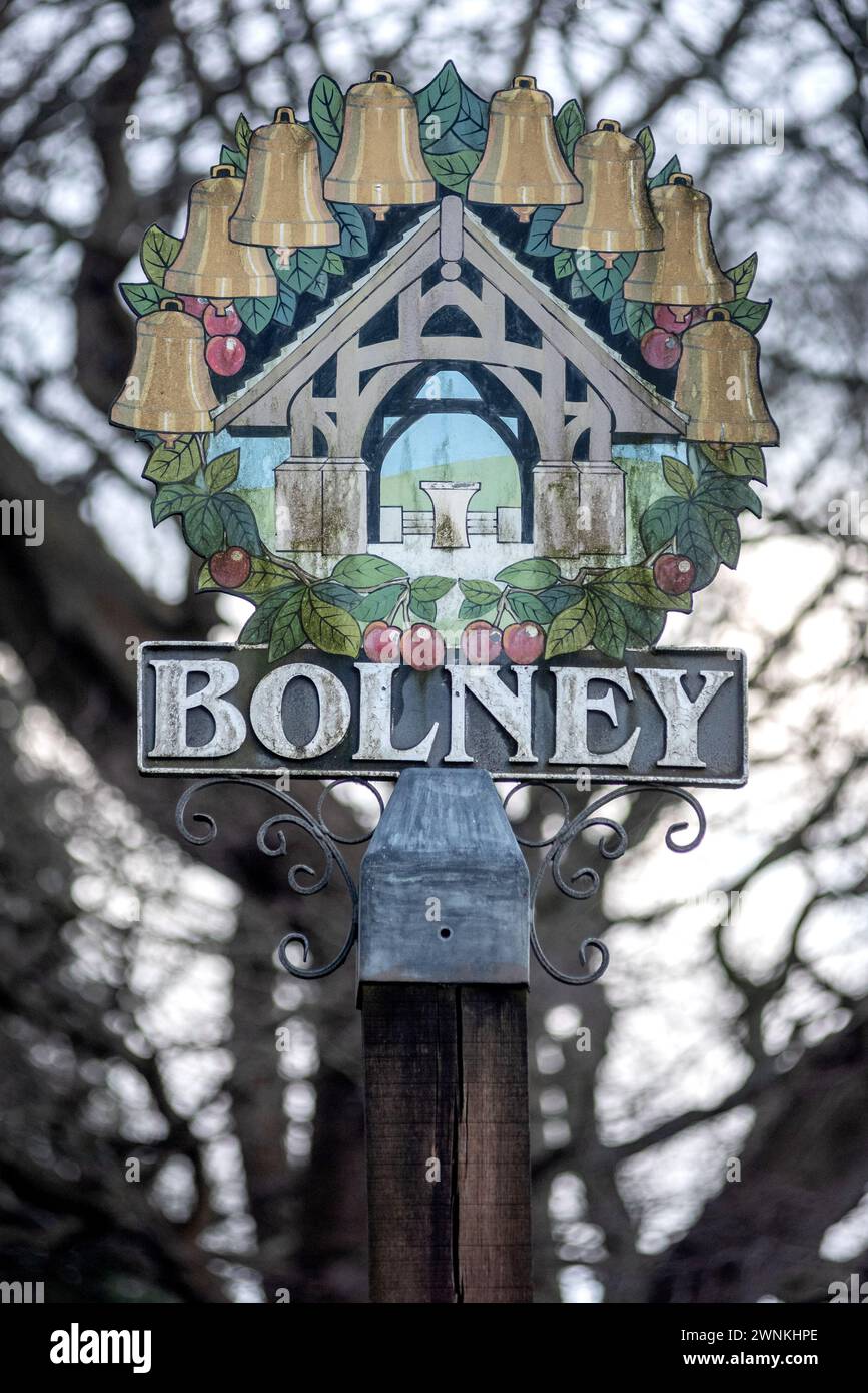Bolney, March 1st 2024: The village sign for Bolney, West Sussex ...